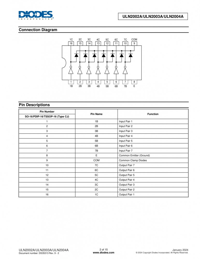 ULN2002AS16-13 datasheet page 2
