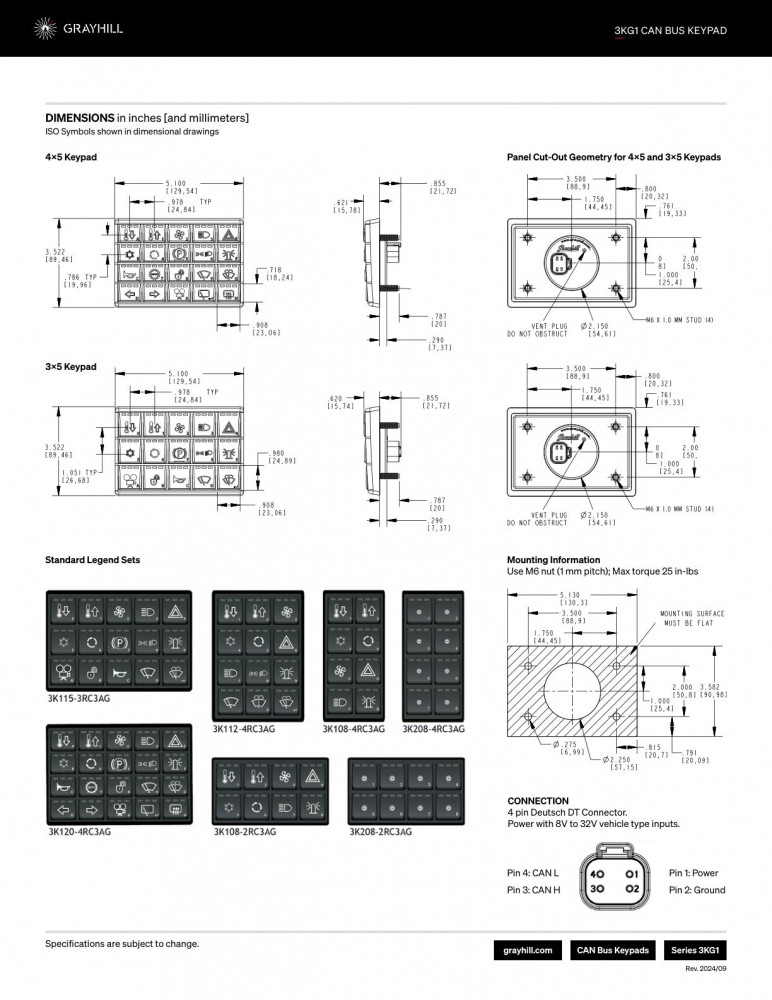 Grayhill CAN Bus Keypad technical document, page 3