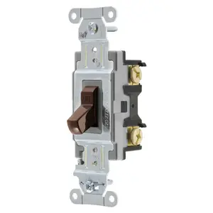 Switches and Lighting Controls, Toggle Switch, Commercial Grade, Double Pole, 20A 120/277V AC, Back and Side Wired, Brown for sale