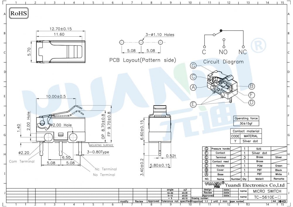 TC-5610E-Y technical document page