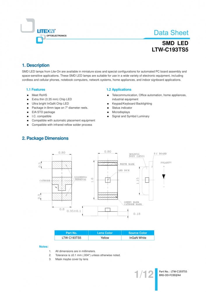 LTW-C193TS5 datasheet page 2