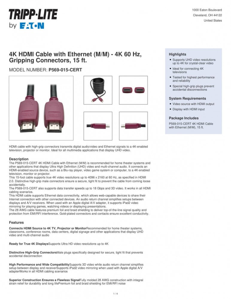 P569-015-CERT technical document page 1