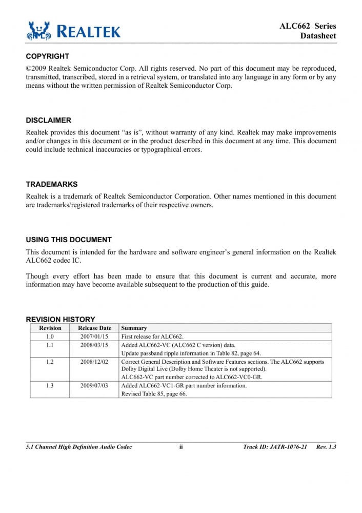 ALC662-GR datasheet page 2