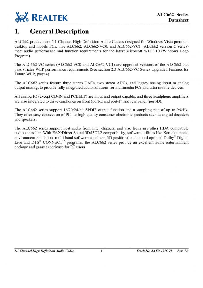 ALC662-GR datasheet page 9