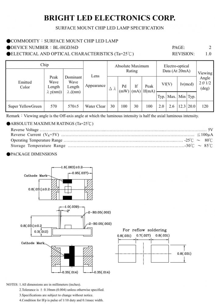 BL-HGD36D-TRB specification page 1