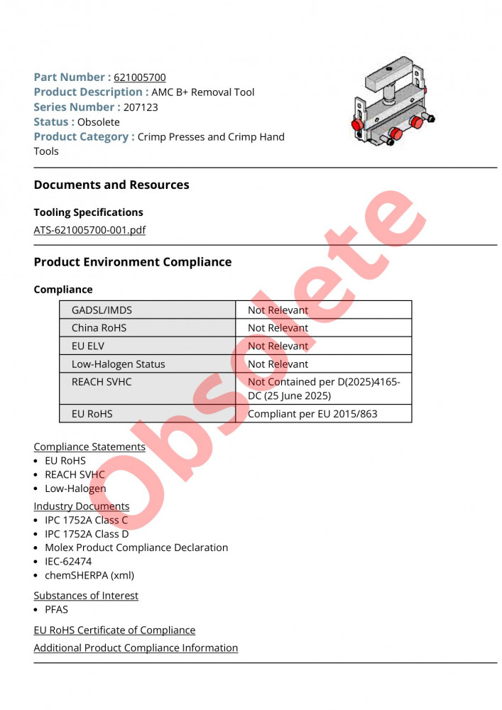 Tooling specification document image, page 1