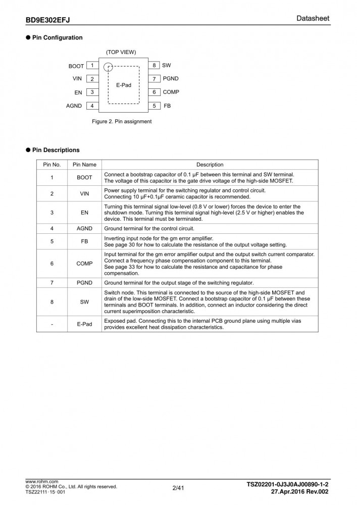BD9E302EFJ-E2 technical document page 2