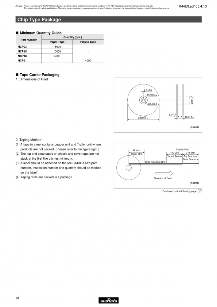 Murata NCP03 thermistor document page 9