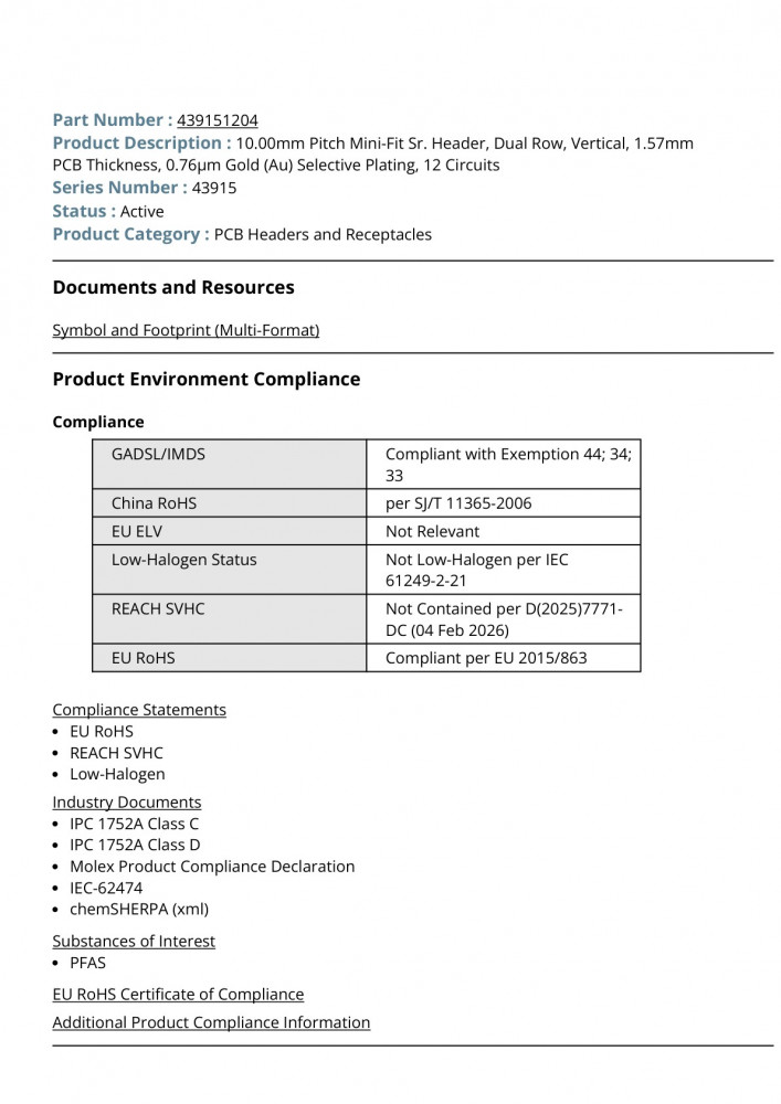 439151204 product document image, page 1
