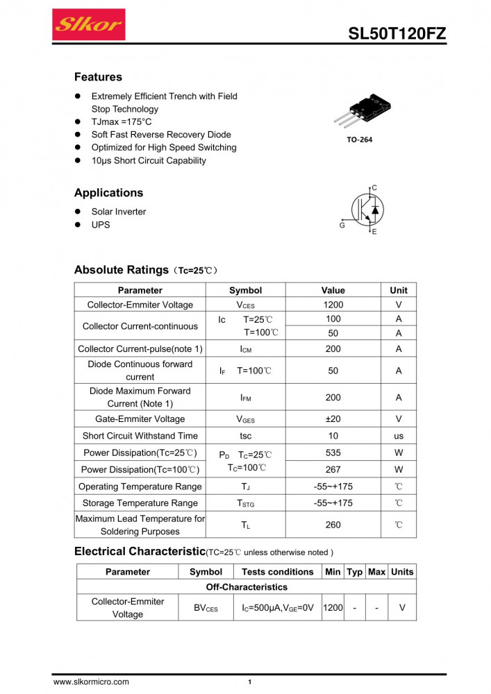 SL50T120FZ datasheet page 1