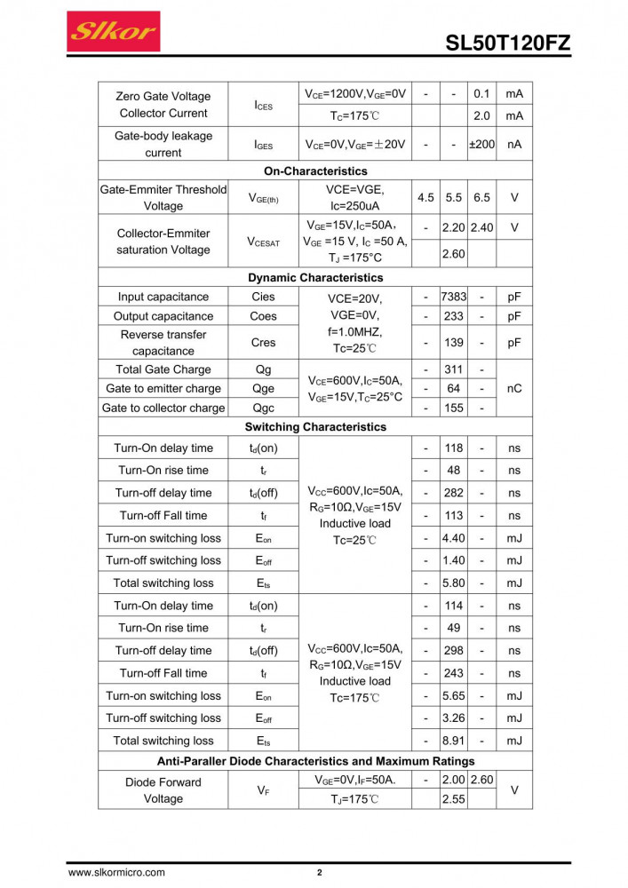 SL50T120FZ datasheet page 2