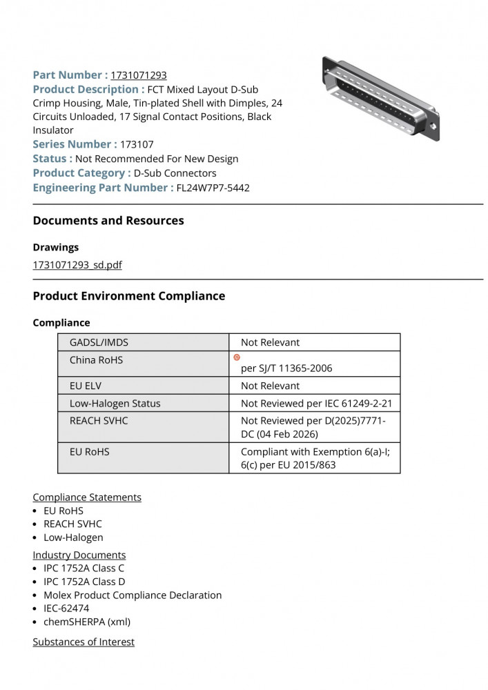 Molex 1731071293 drawing preview, page 1