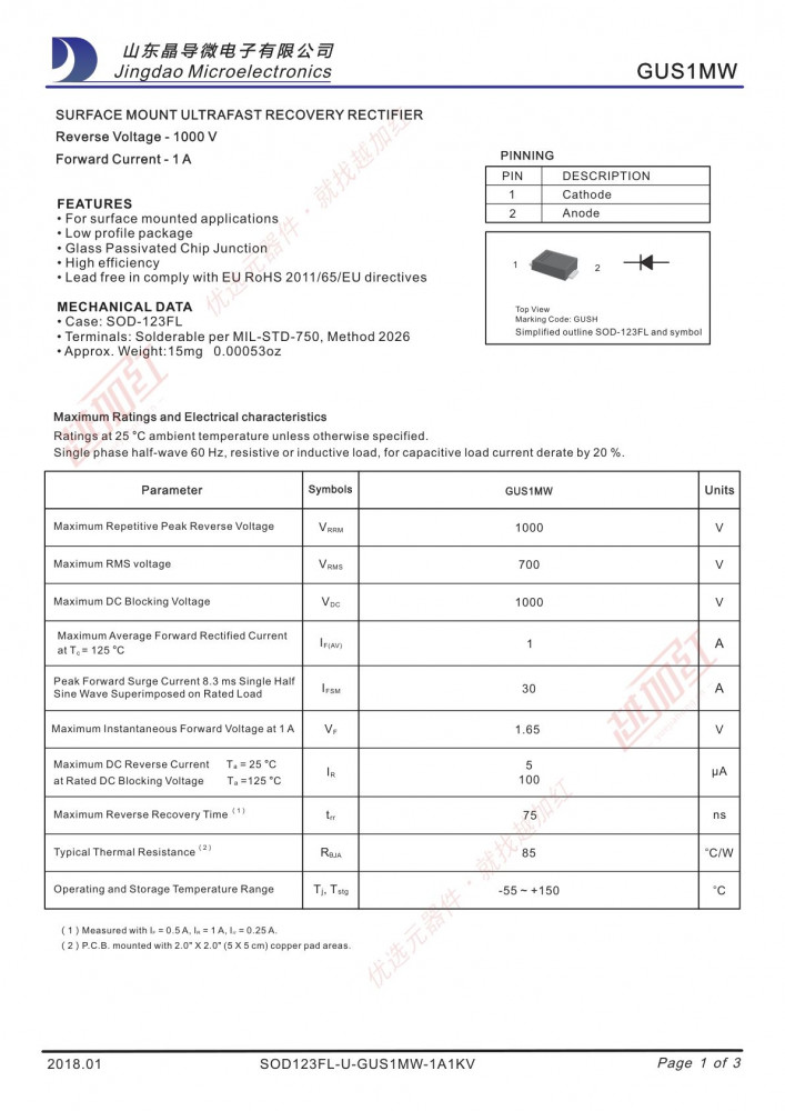 GUS1MW datasheet page 1