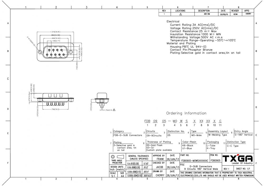 TXGA FDB0905 technical drawing page 3