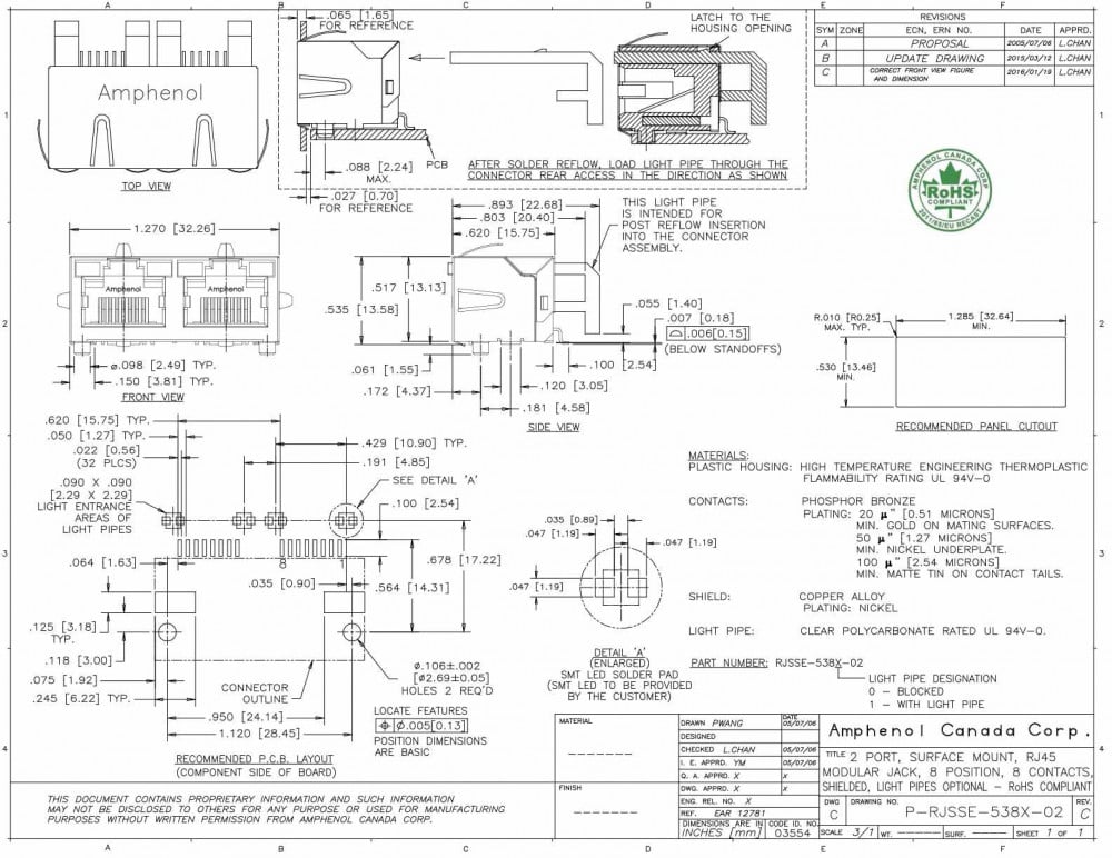 Amphenol RJSSE538002 technical drawing