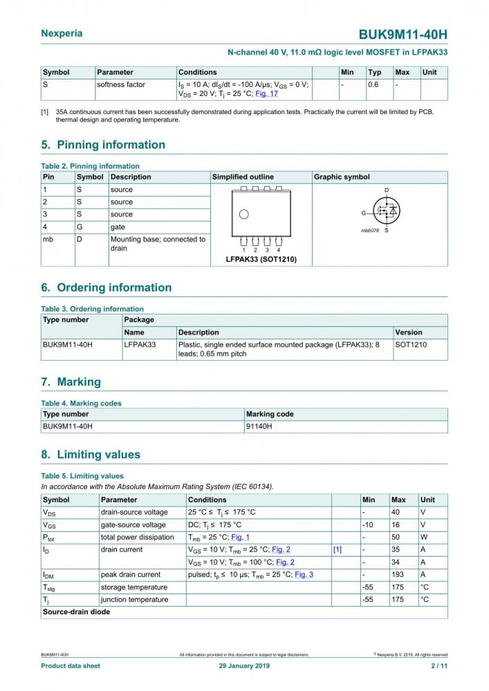 BUK9M11-40HX datasheet page 2