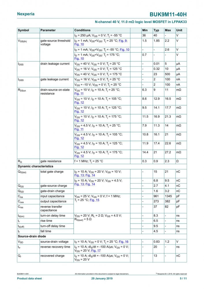 BUK9M11-40HX datasheet page 5