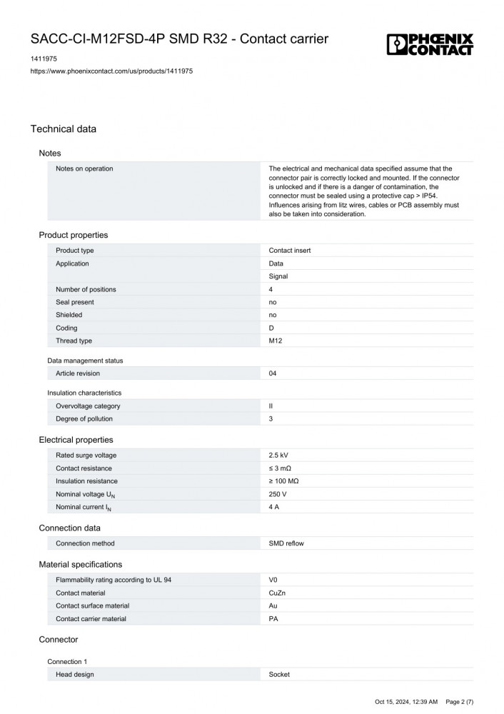 Phoenix Contact 1411975 technical document page 2