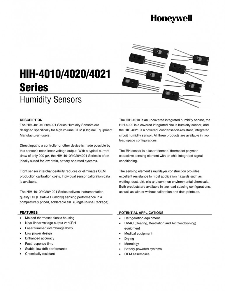 HIH-4020-002 datasheet page 1