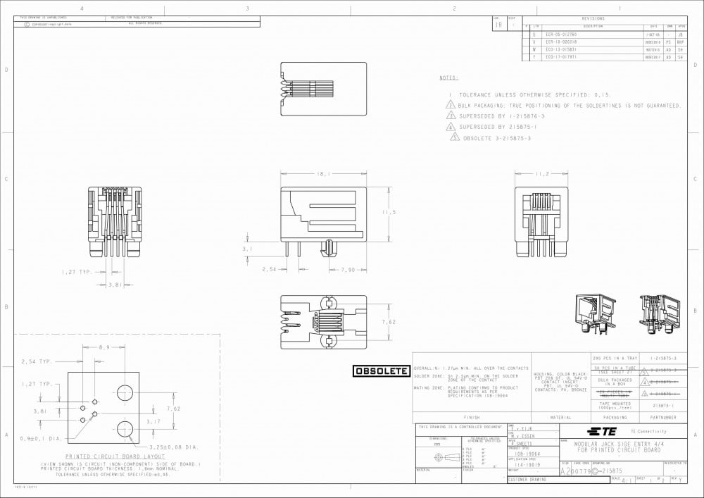 TE Connectivity 215875-1 technical drawing page 1