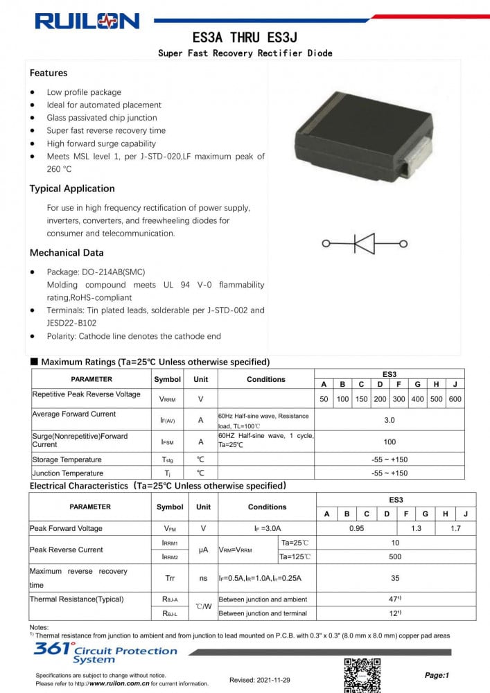 RUILON ES3D datasheet page 1