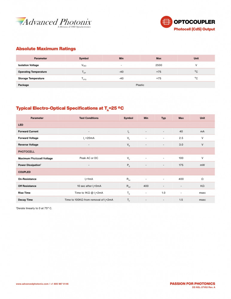 NSL-37V63 datasheet page 2