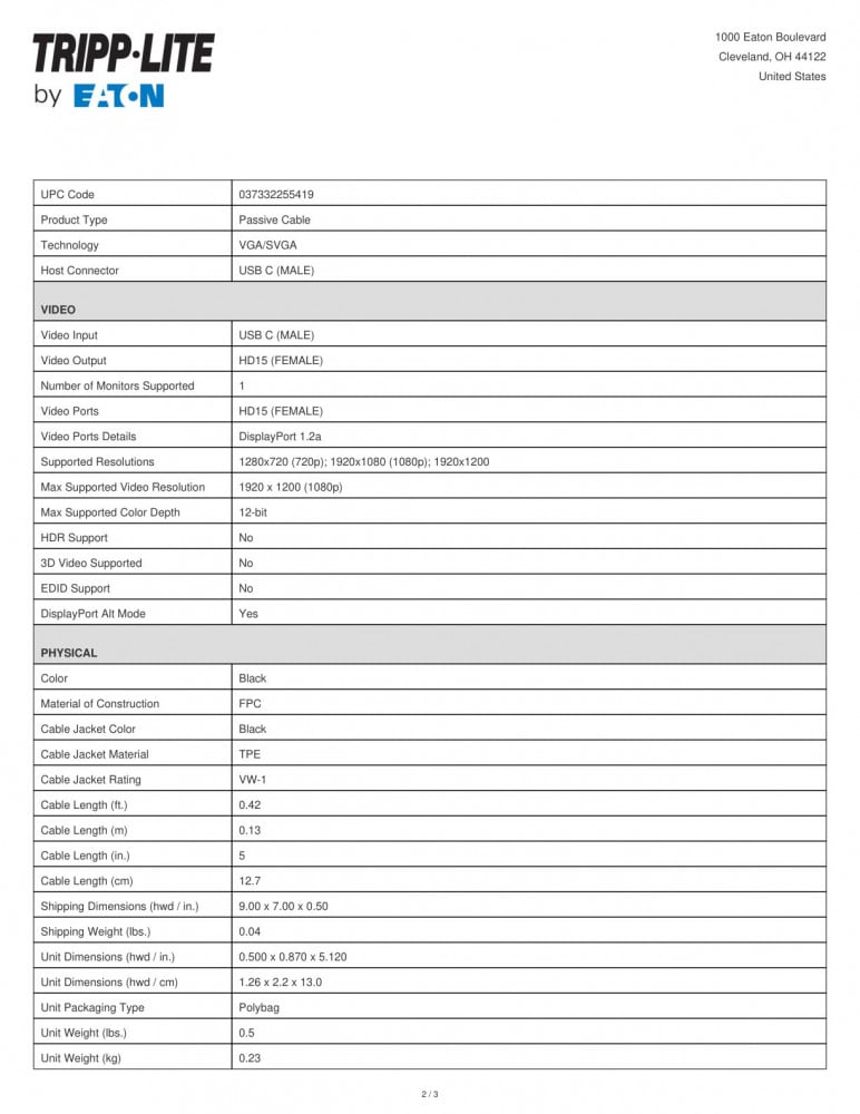 U444-F5N-VGA technical document page 2