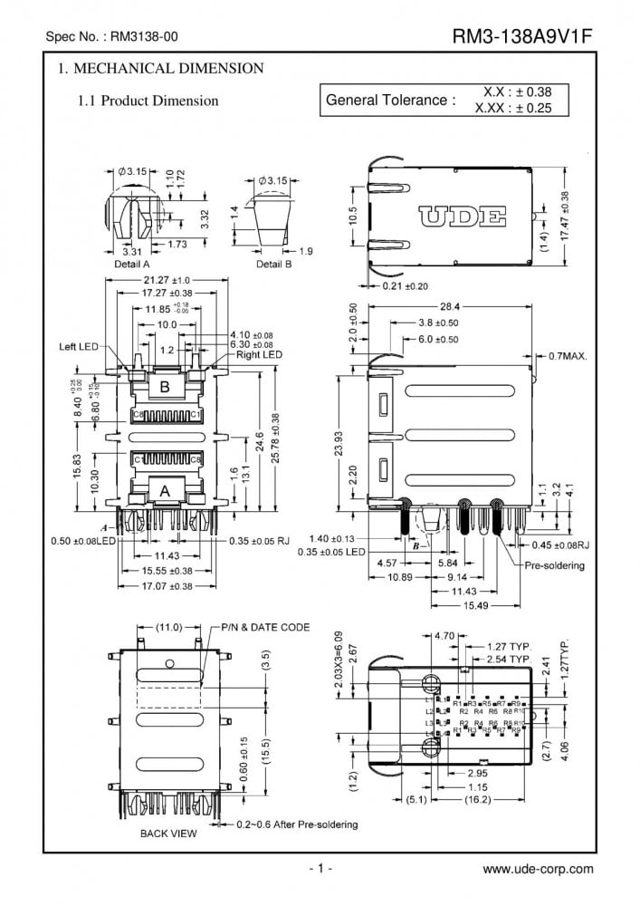 RM3-138A9V1F mechanical drawing