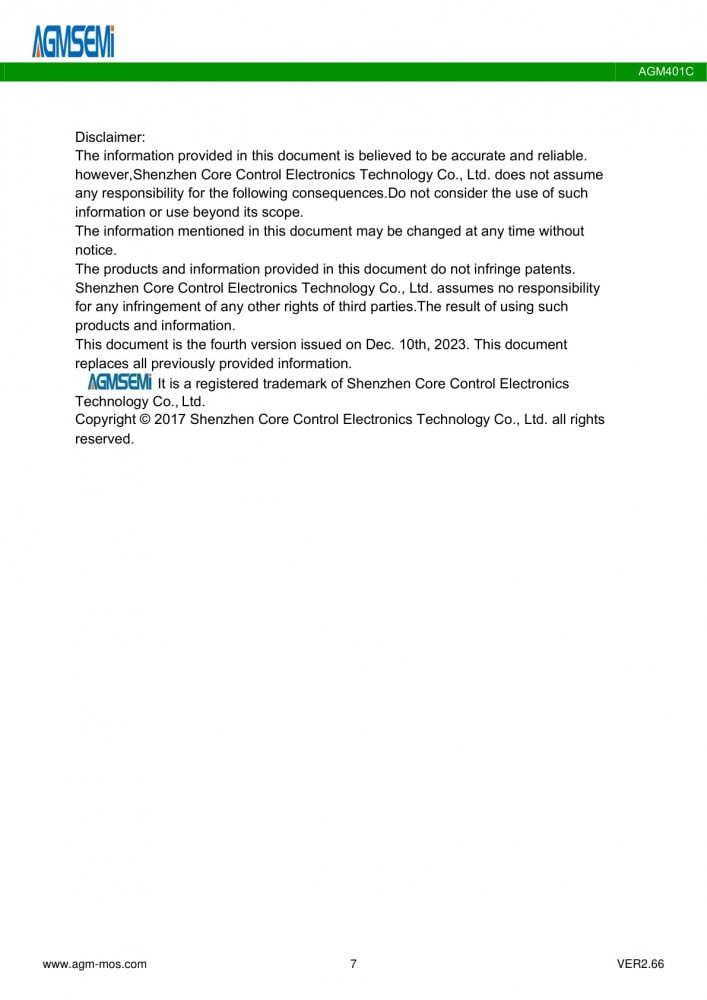 AGM401C datasheet page 7