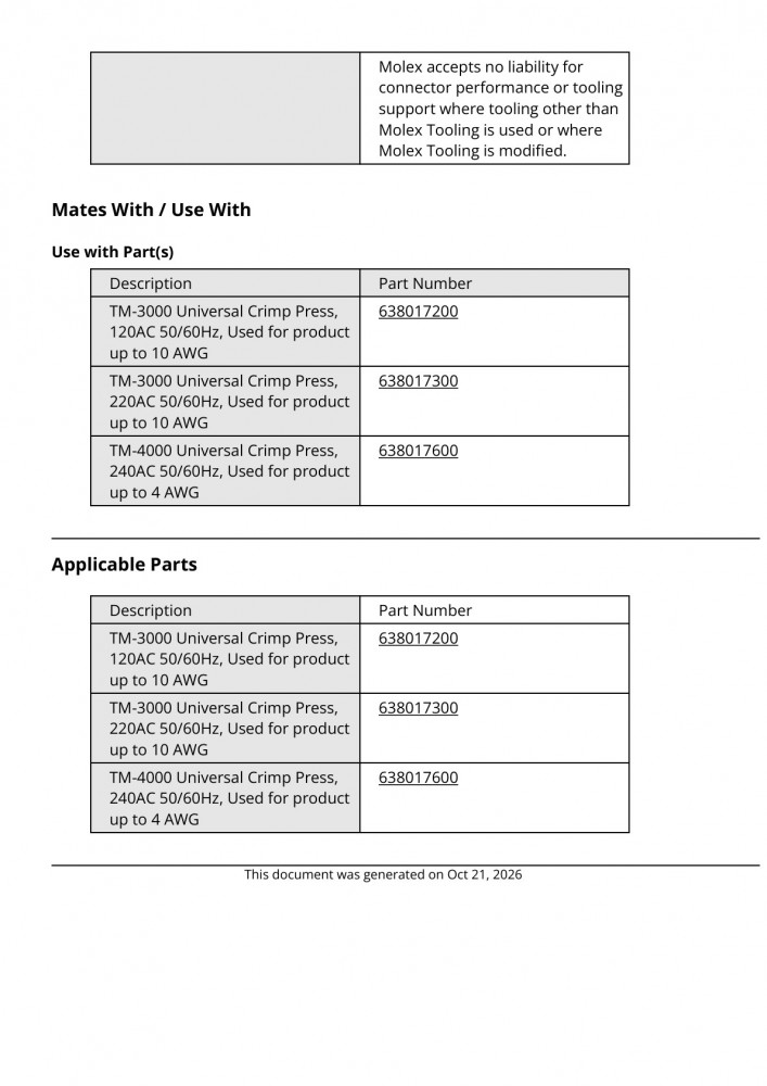 Tooling specification preview, page 3