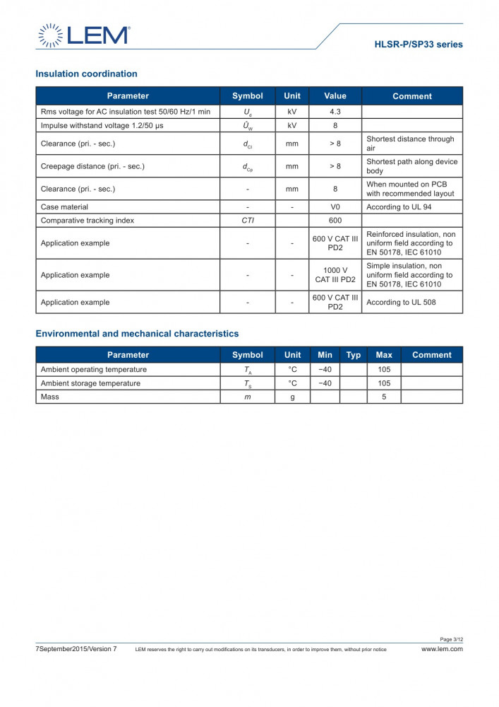 HLSR P SP33 datasheet page 3