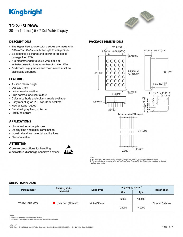 TC12-11SURKWA datasheet page 1