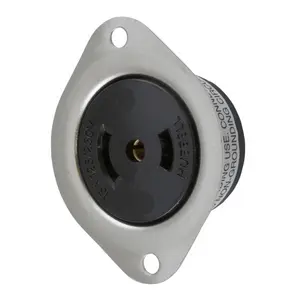 Locking Devices, Twist-Lock®, Industrial, Flanged Receptacle, 30A 3-Phase Wye 347/600V AC, 4-Pole 5-Wire Grounding, L23-30R, Screw Terminal, White