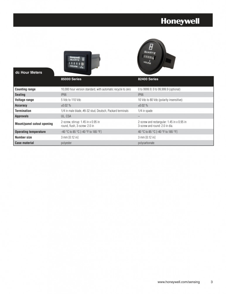 Honeywell hour meter document page 3