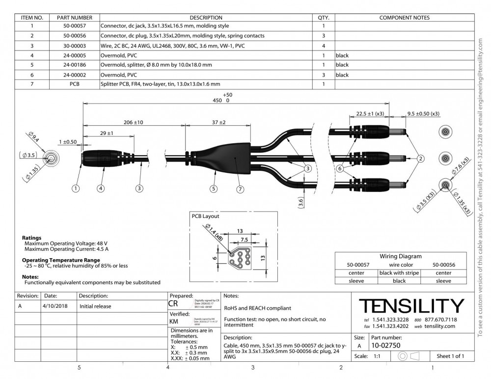 Tensility International 10-02750 product drawing