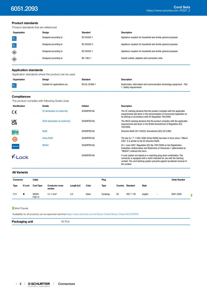 SCHURTER 6051.2093 technical document page 2