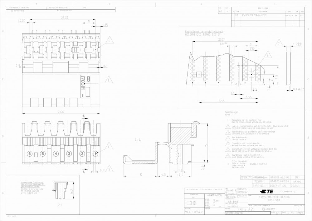 TE Connectivity 1703111-1 technical drawing preview