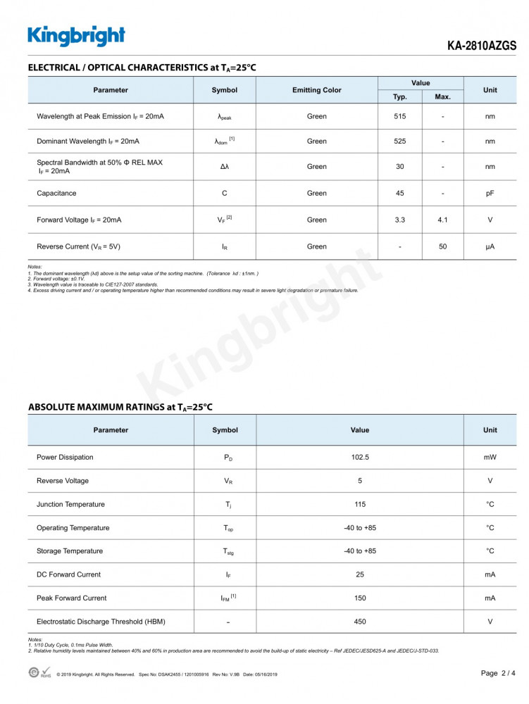 KA-2810AZGS technical document page 2
