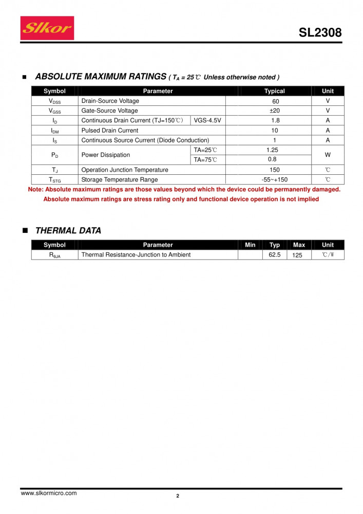 SL2308 datasheet page 2