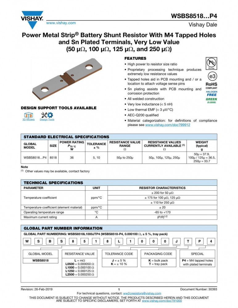 VISHAY WSBS8518 product document page 1