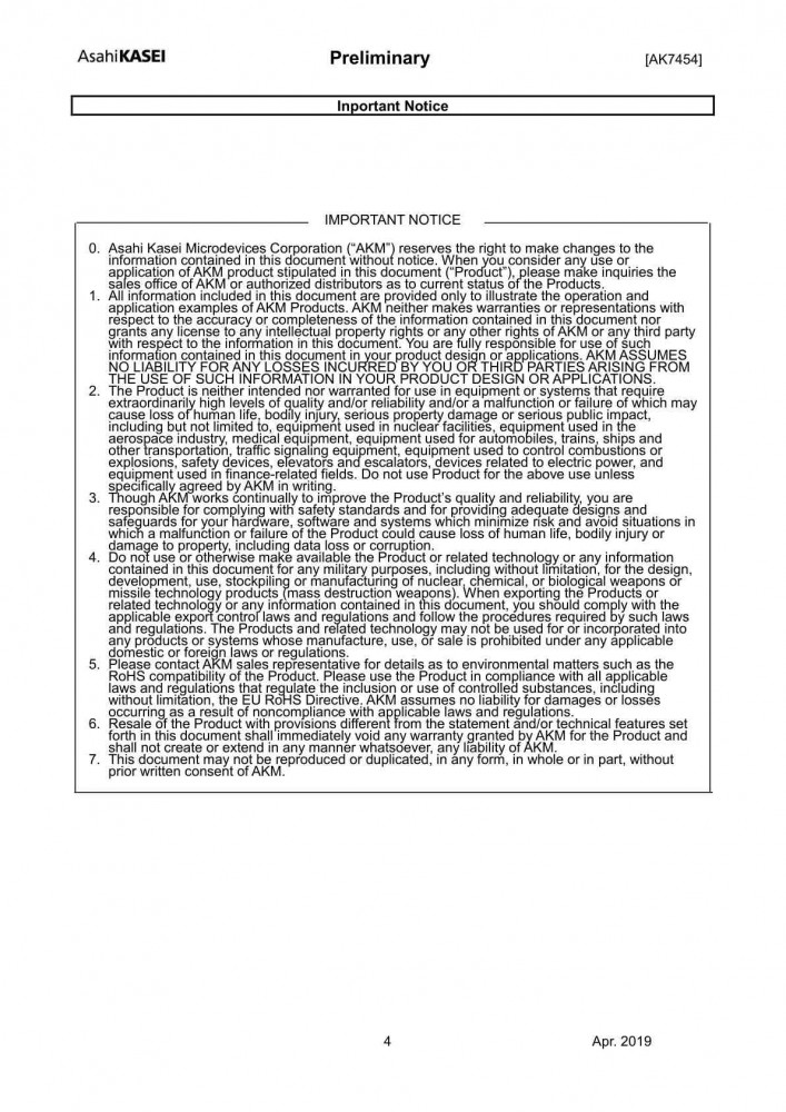 AK7454 technical document page 4