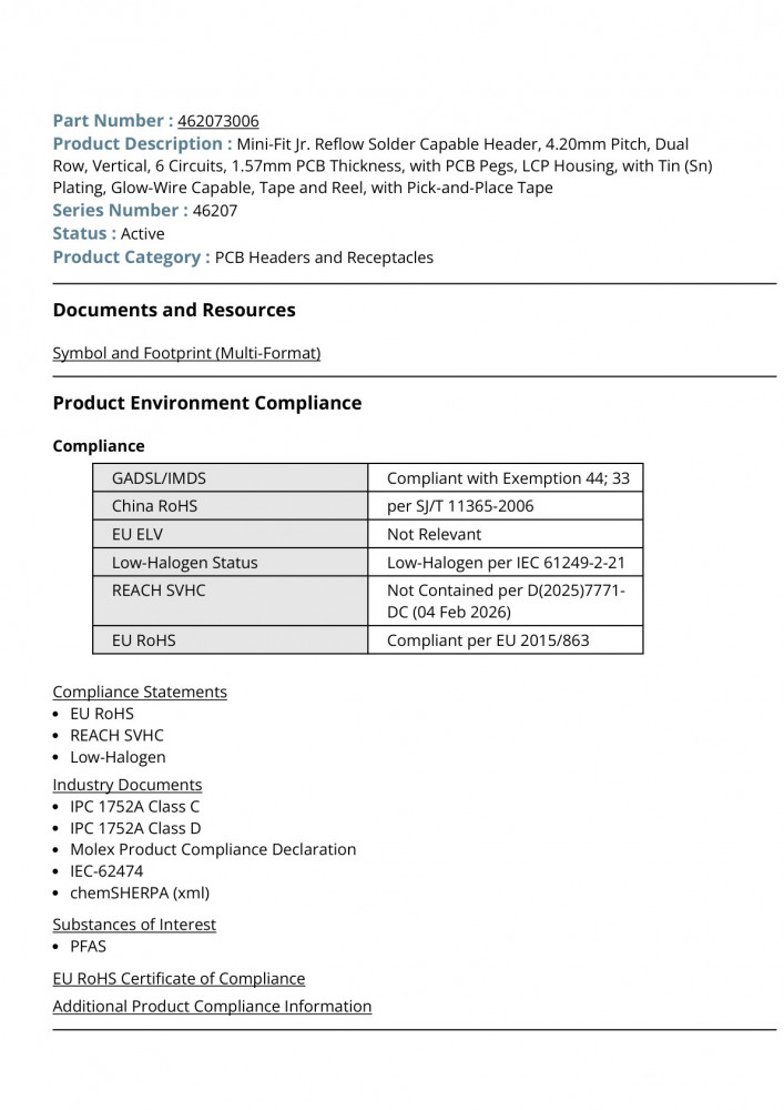 MOLEX 462073006 product document image 1