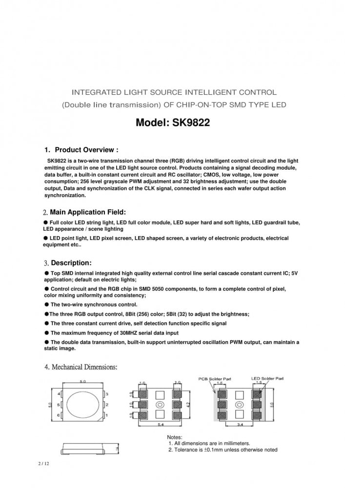 SK9822 specification page 2