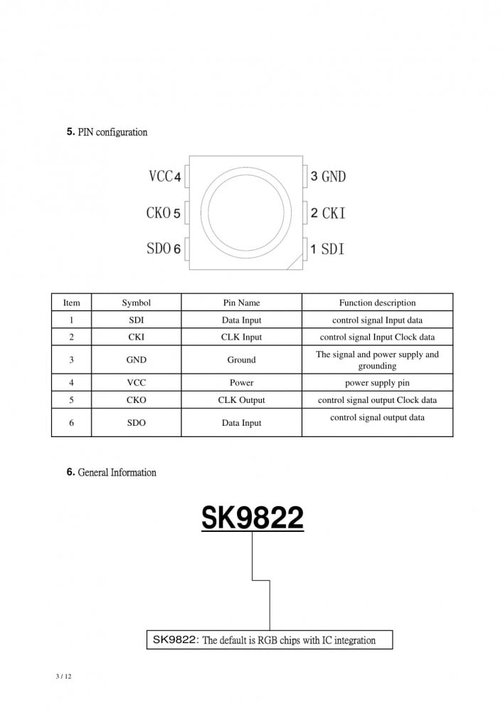 SK9822 specification page 3