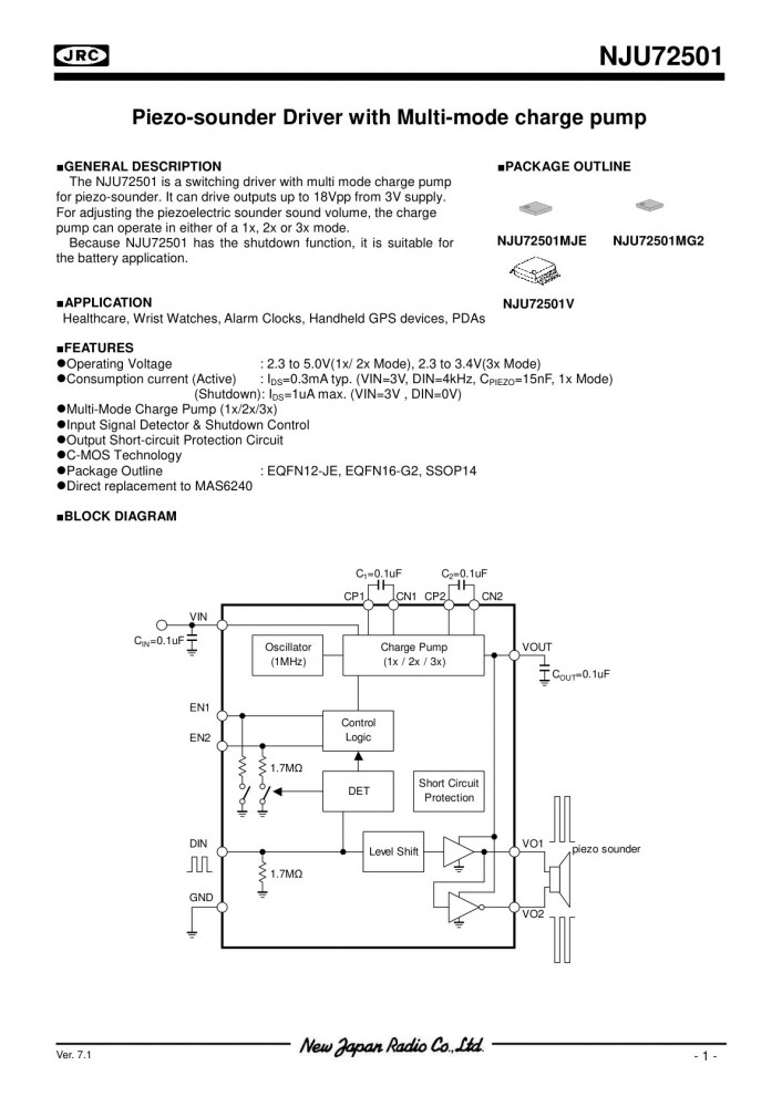 NJU72501 datasheet page 1