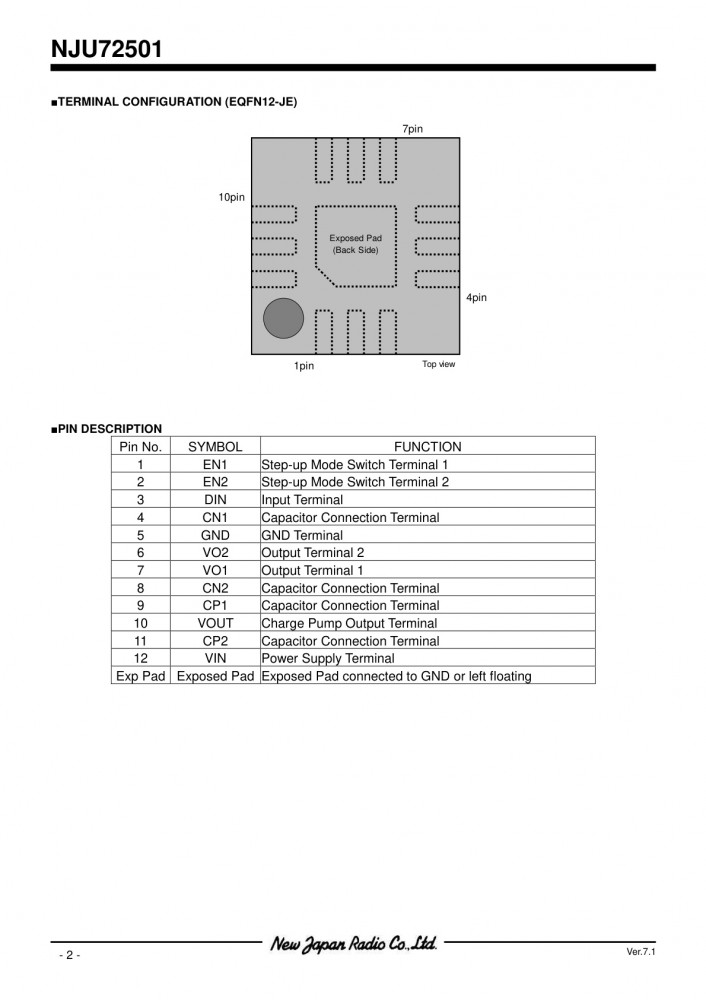 NJU72501 datasheet page 2