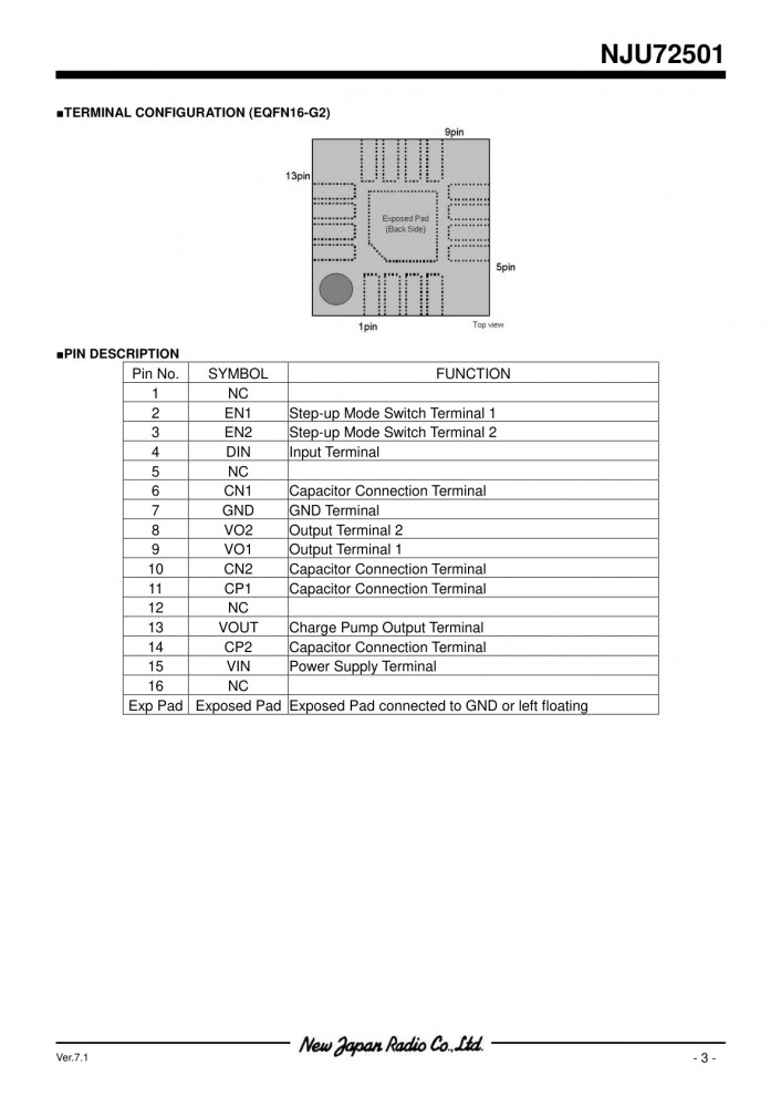 NJU72501 datasheet page 3