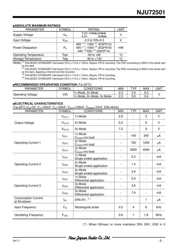 NJU72501 datasheet page 5