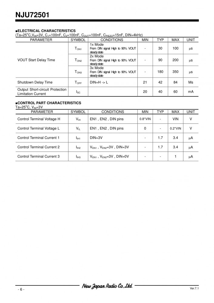 NJU72501 datasheet page 6
