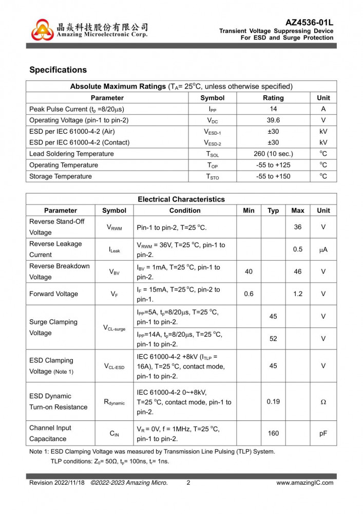 AZ4536-01L datasheet page 2 preview